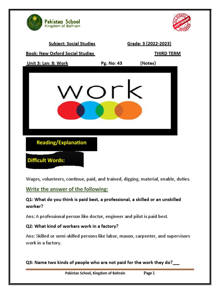 Lesson Work | PDF | Labor | Economies