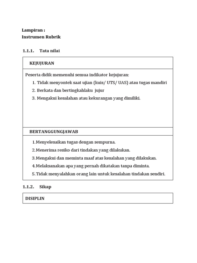 Contoh Instrumen Softskill | PDF