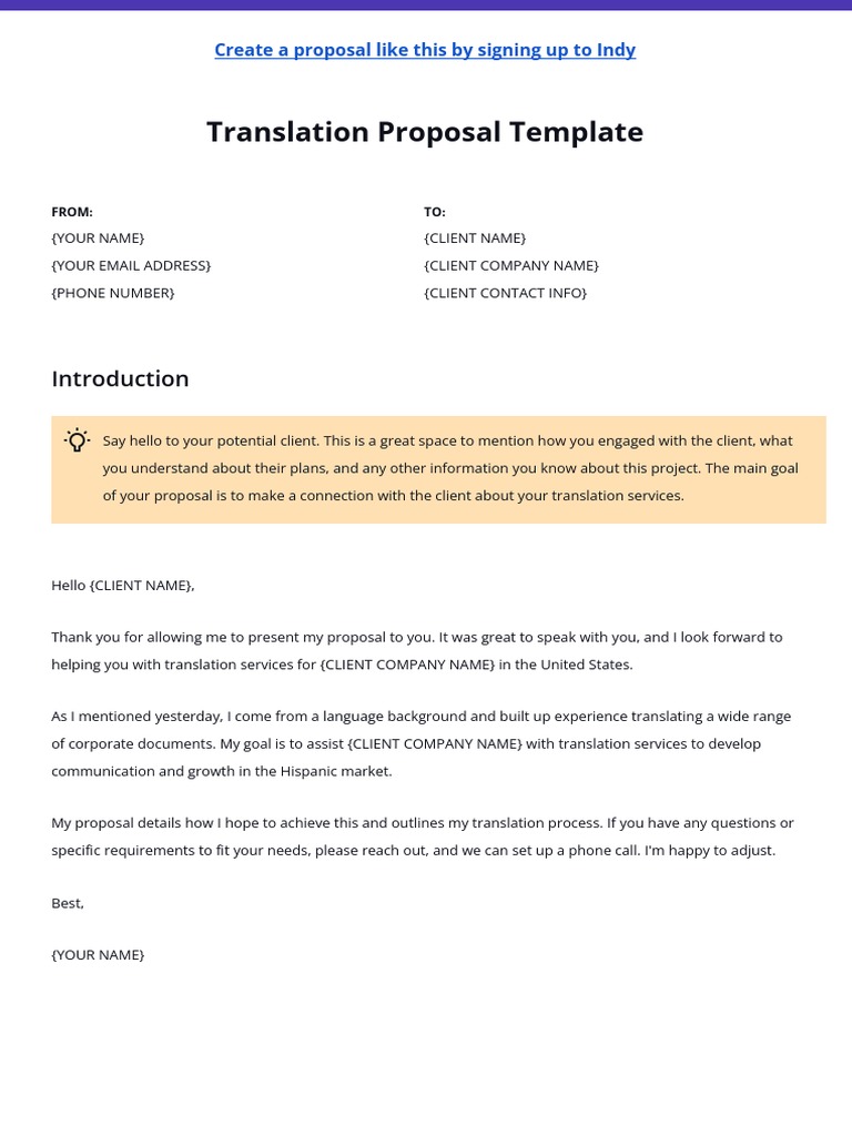 Translation Services Proposal Template | PDF | Invoice | Translations