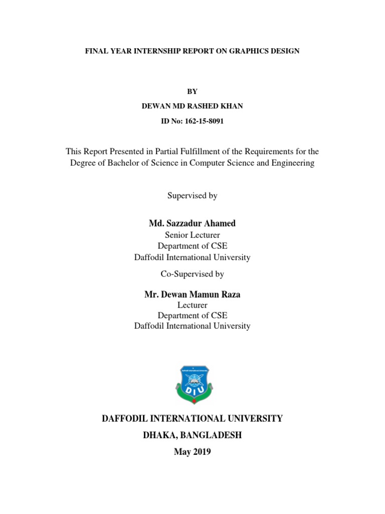 Final Year Internship Report On Graphics Design: Md. Sazzadur Ahamed ...