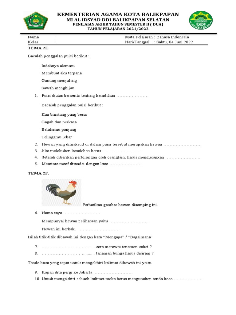 Soal PAT Bindo | PDF