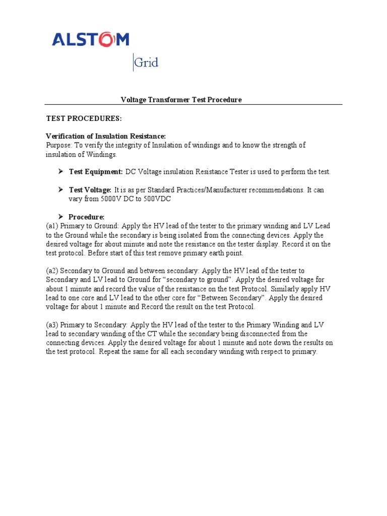 DTS Transformer Testing Procedure | PDF | Transformer | Relay
