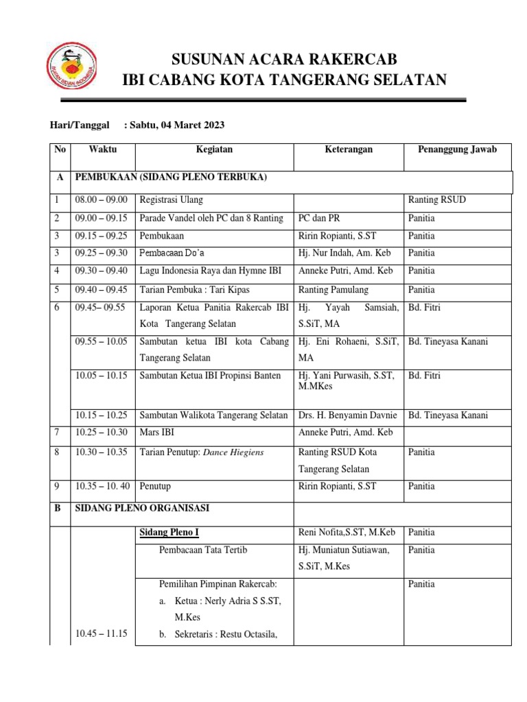 4 Susunan Acara Rakercab | PDF