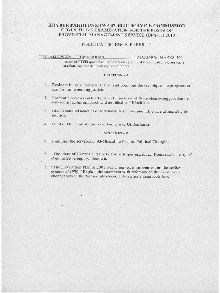 Political Science Paper I | PDF
