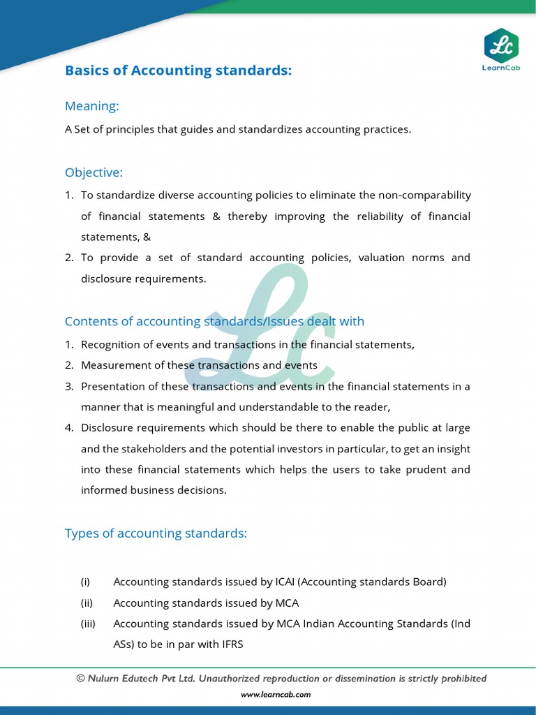 Accounting Standards (Basics) | PDF | International Financial Reporting ...