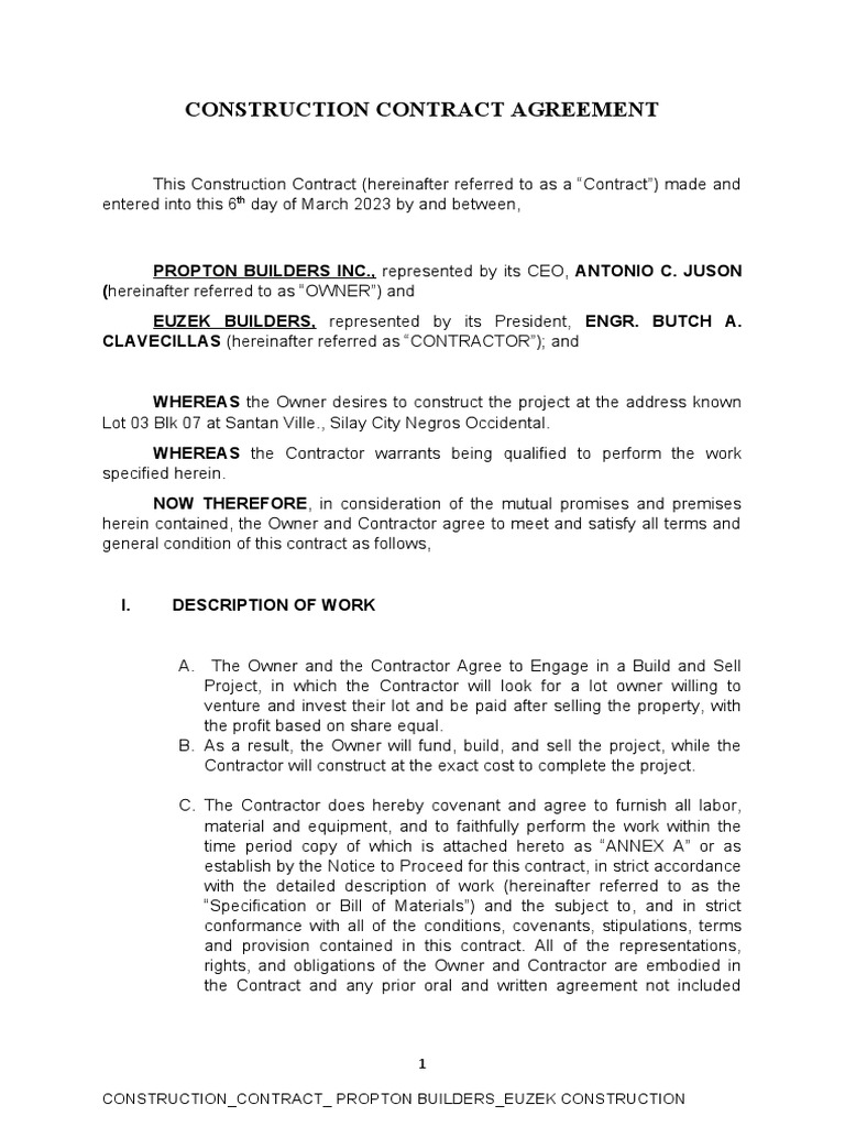 Construction Contract | PDF | General Contractor | Damages