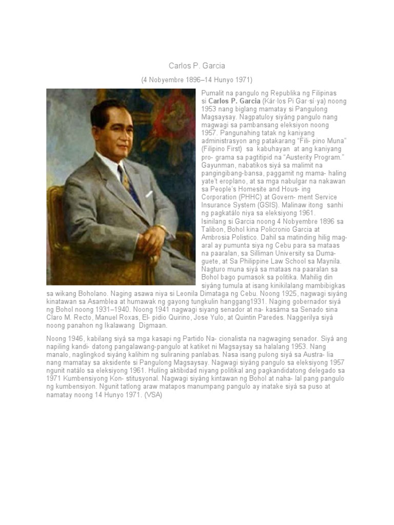 Carlos P Garcia Talambuhay
