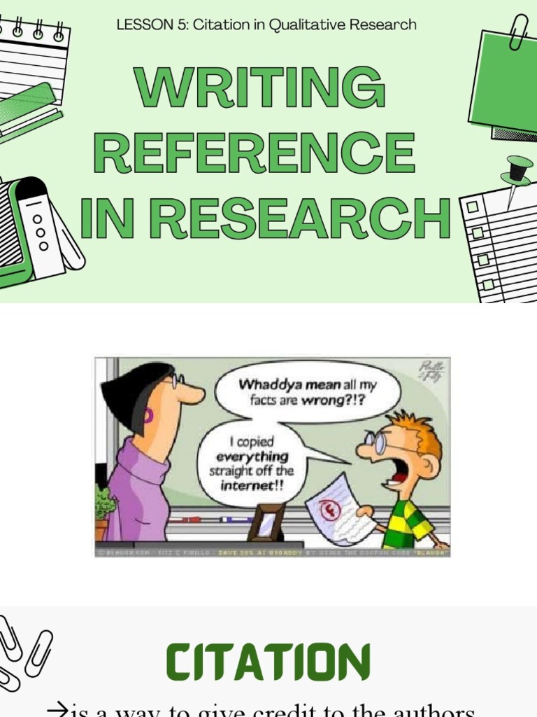 LESSON 5 Writing Reference in Research | PDF | Citation | Science