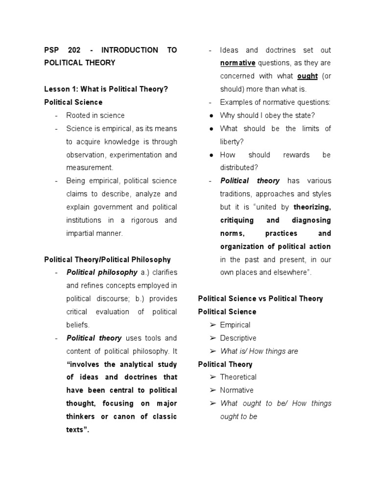 PSP 202 - Introduction To Political Theory | PDF | Theory | Socrates