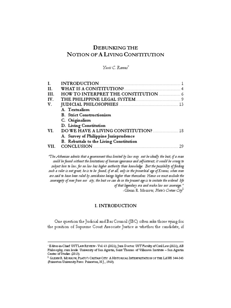 Debunking The Notion of A Living Constitution by Yurii Ramos | PDF ...
