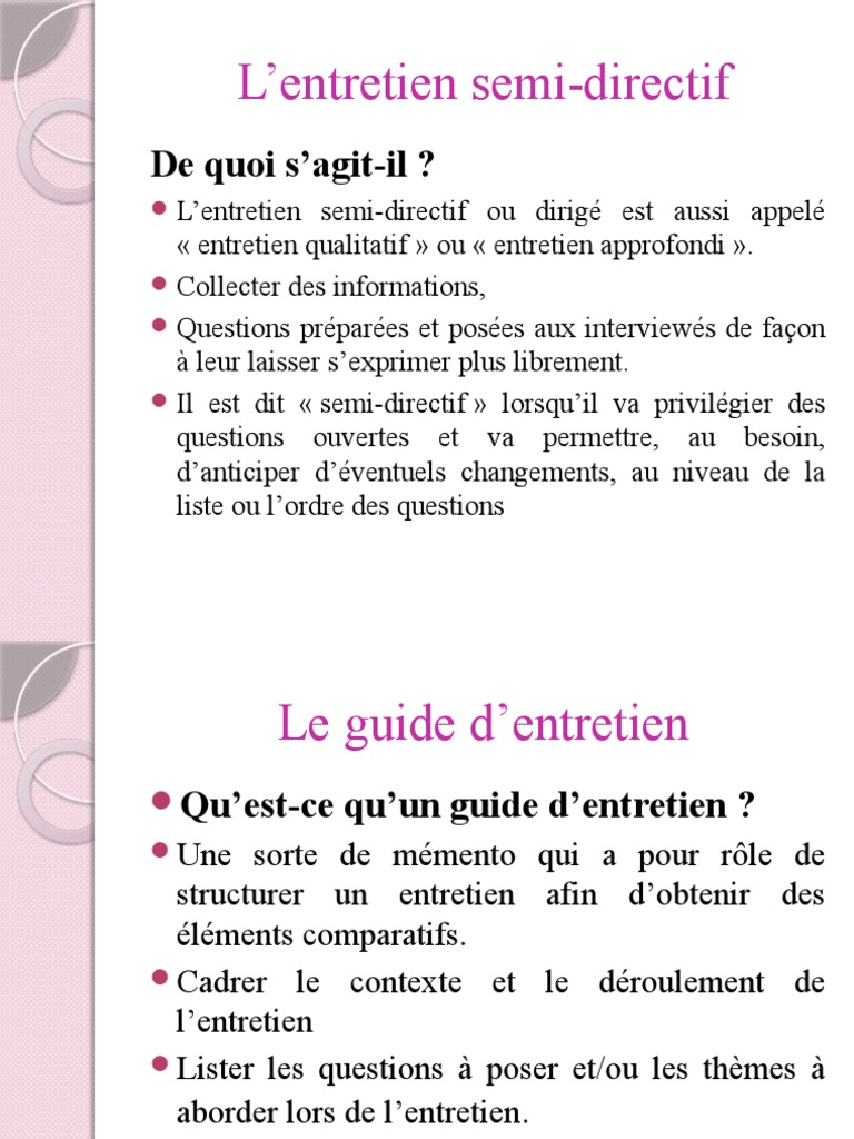Entretien Semi Directif + Guide | PDF | Repas