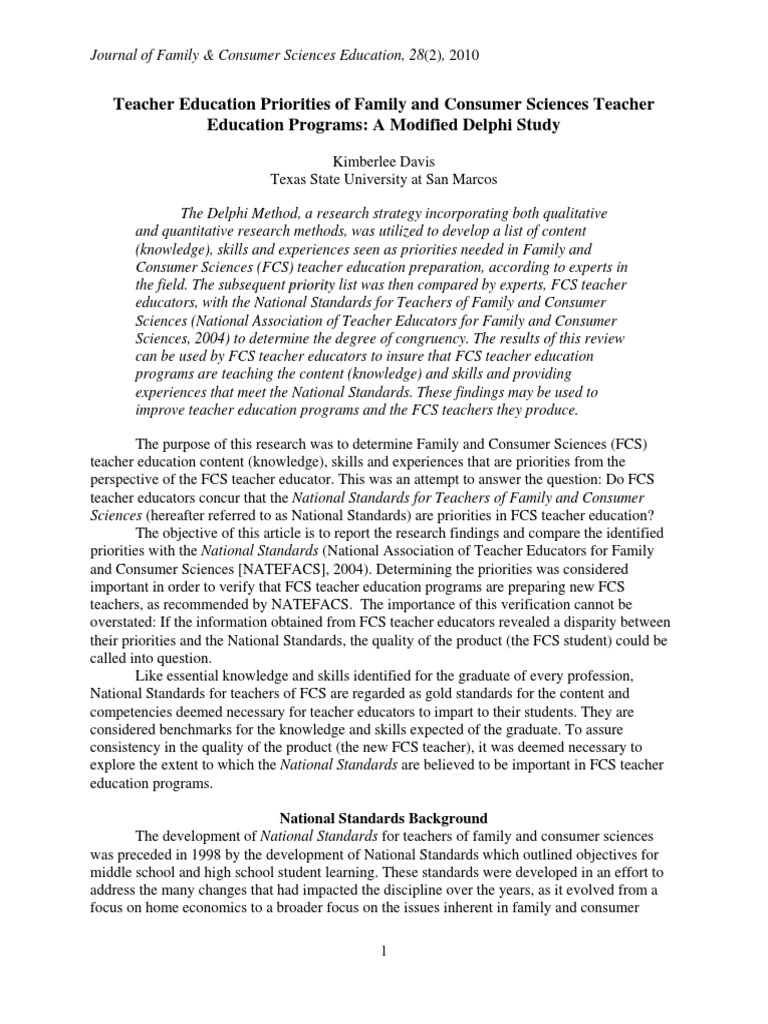 FCS Teacher Education Priorities | PDF | Teachers | Teacher Education