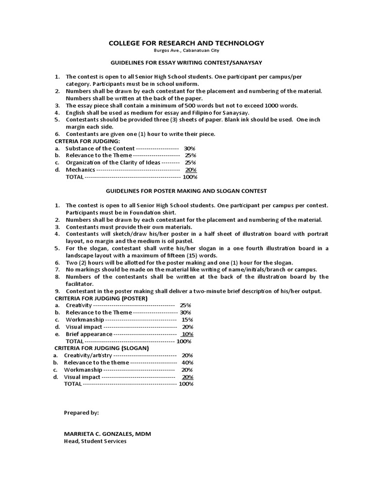 Guidelines Essay Poster | PDF
