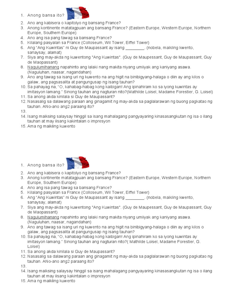 Ang Kwintas Quiz | PDF