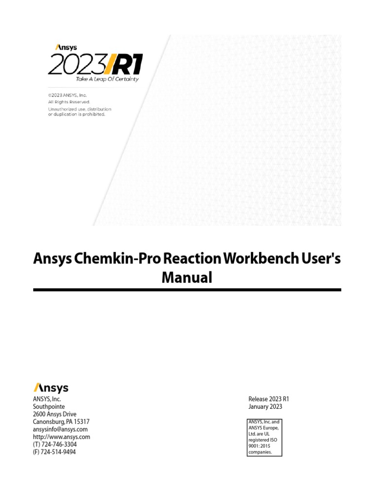 Ansys Chemkin-Pro Reaction Workbench Users Manual | PDF | Trademark ...