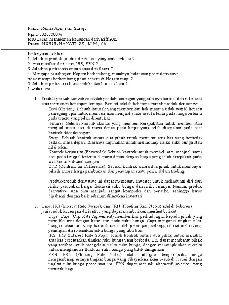 Relina Apri Yani Sinaga 2020220076 | PDF
