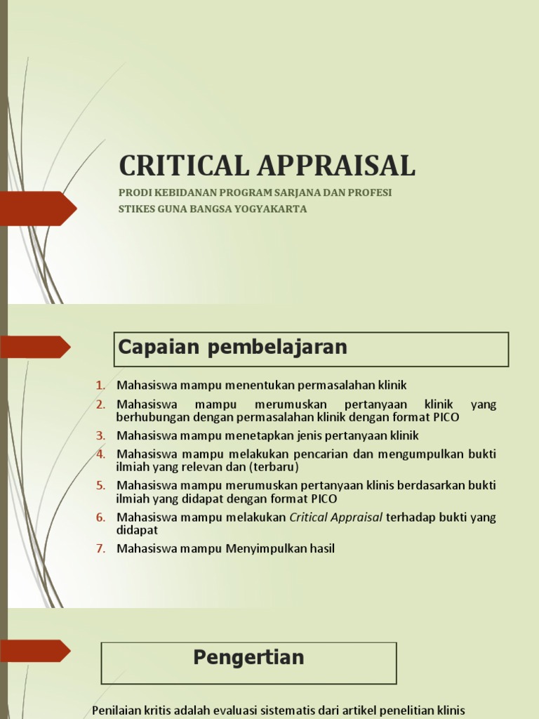 Critical Appraisal | PDF | Pengembangan Diri