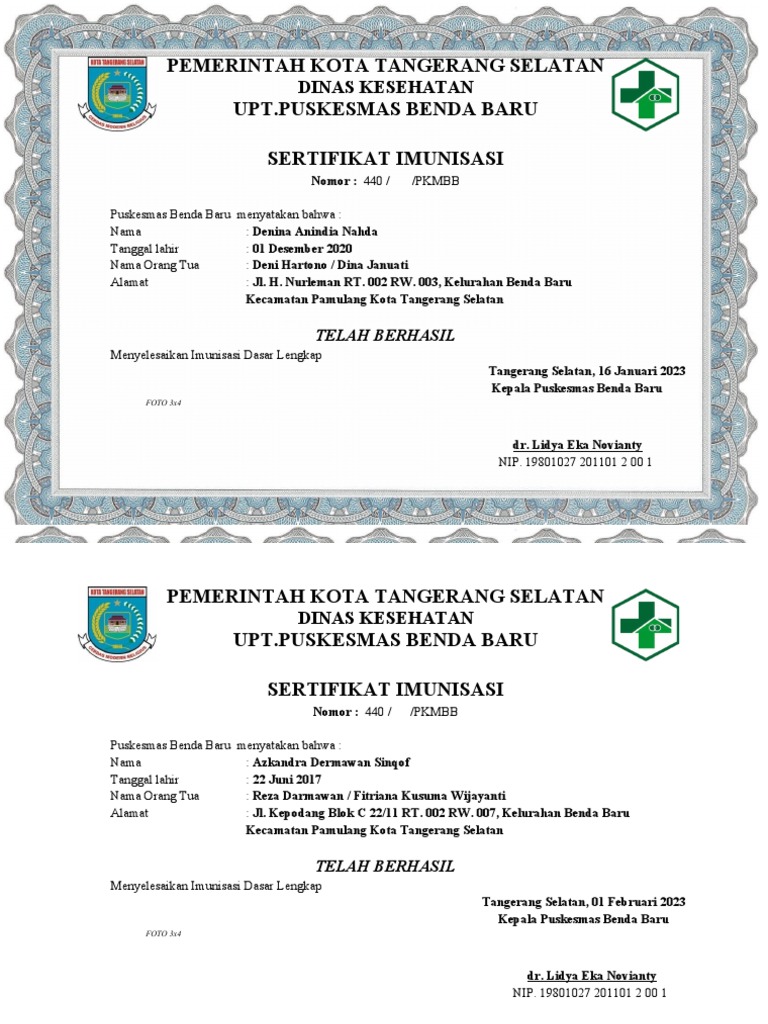 Sertifikat IDL Denina | PDF