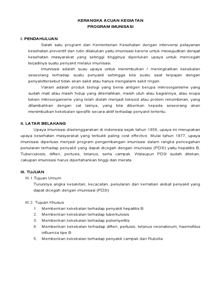 KERANGKA ACUAN KEGIATAN | PDF