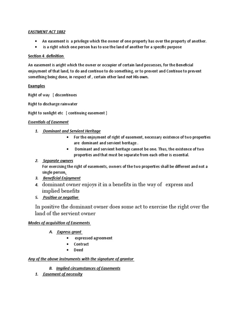 Easement Notes | PDF | Easement | Civil Law (Legal System)
