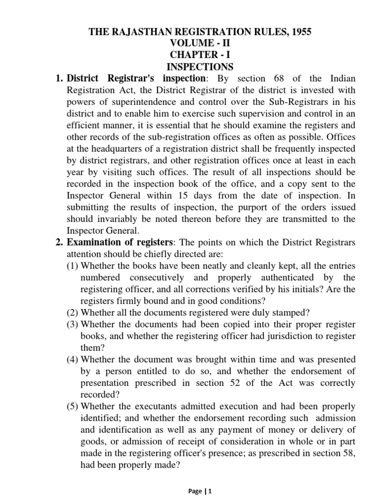 Registration Rules 1955 PART-II | PDF