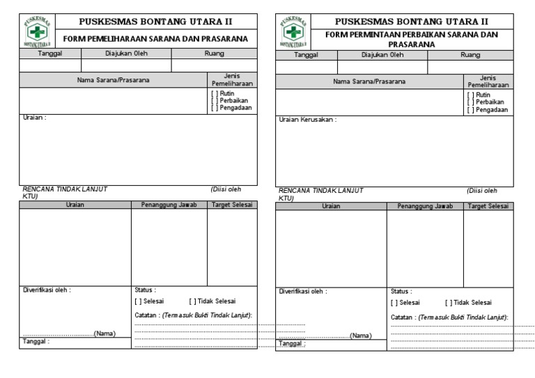 Form Pemeliharaan Sarana Prasarana | PDF