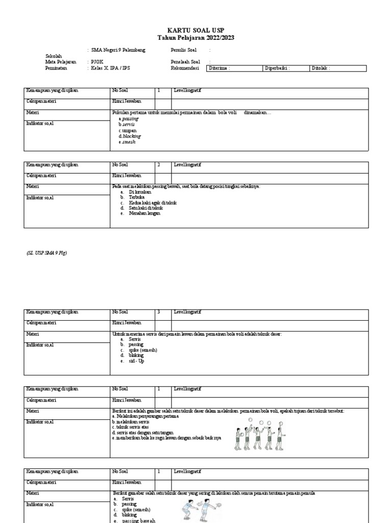 Kartu Soal Usp | PDF