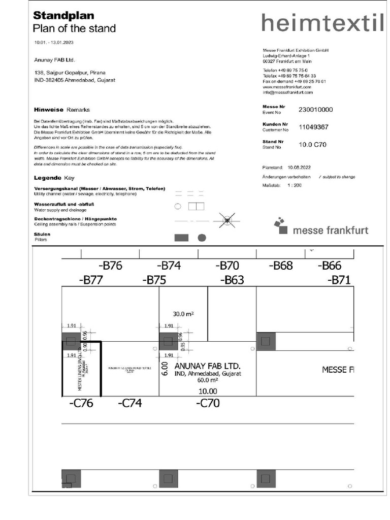 Heimtextil 2023 Your Stand Space Proposal, 0011049367, Anunay FAB LTD | PDF