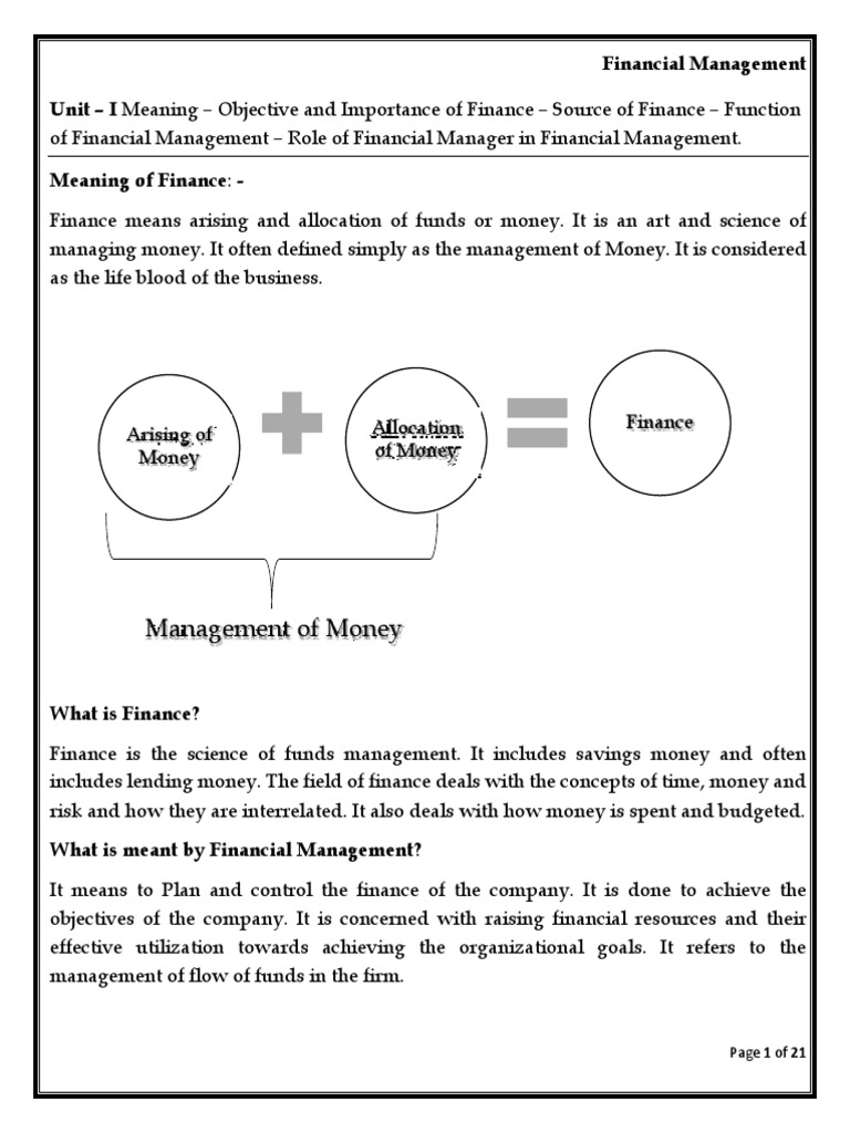 Fm Notes Unit 1 Download Free Pdf Dividend Finance Money Management