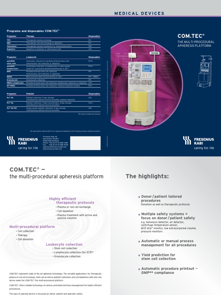 Brochure COM - TEC | PDF | Platelet | White Blood Cell