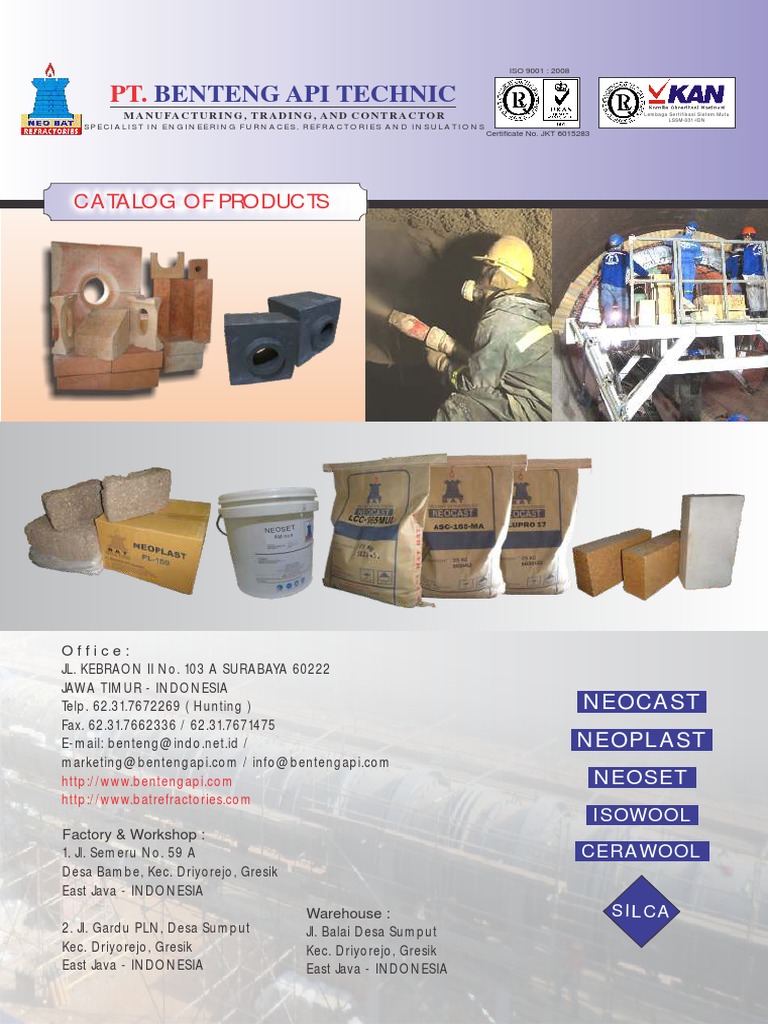 Neocast Neoplast Neoset Catalog of Products Isowool Cerawool Silca | PDF