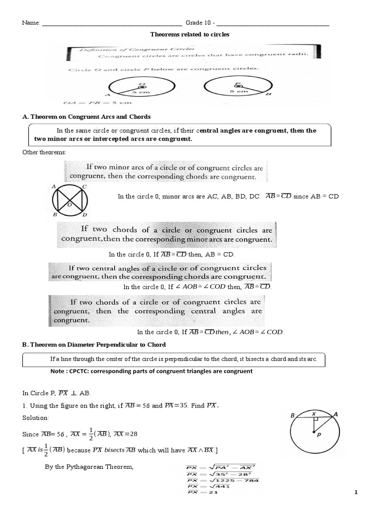 Circle Theorems and Problem Solving | PDF | Circle | Perpendicular