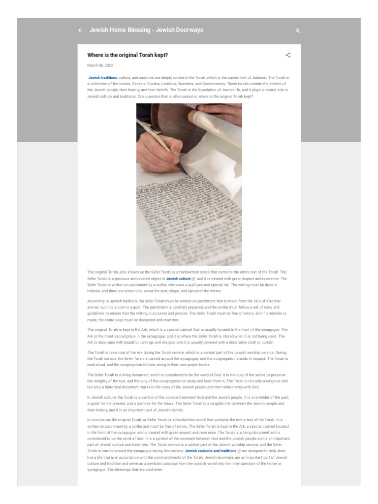 Where Is The Original Torah Kept? | PDF | Torah | Jewish Belief And ...