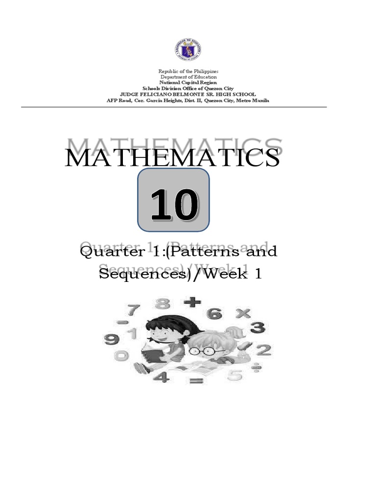 Q1 Week1 Mathematics10 Learning-Materials | PDF | Function (Mathematics) | Sequence