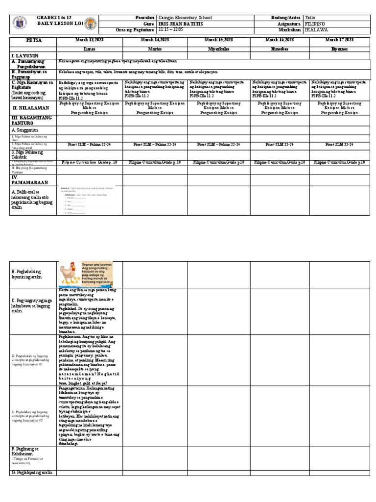 DLL Filipino Q3 W5 | PDF