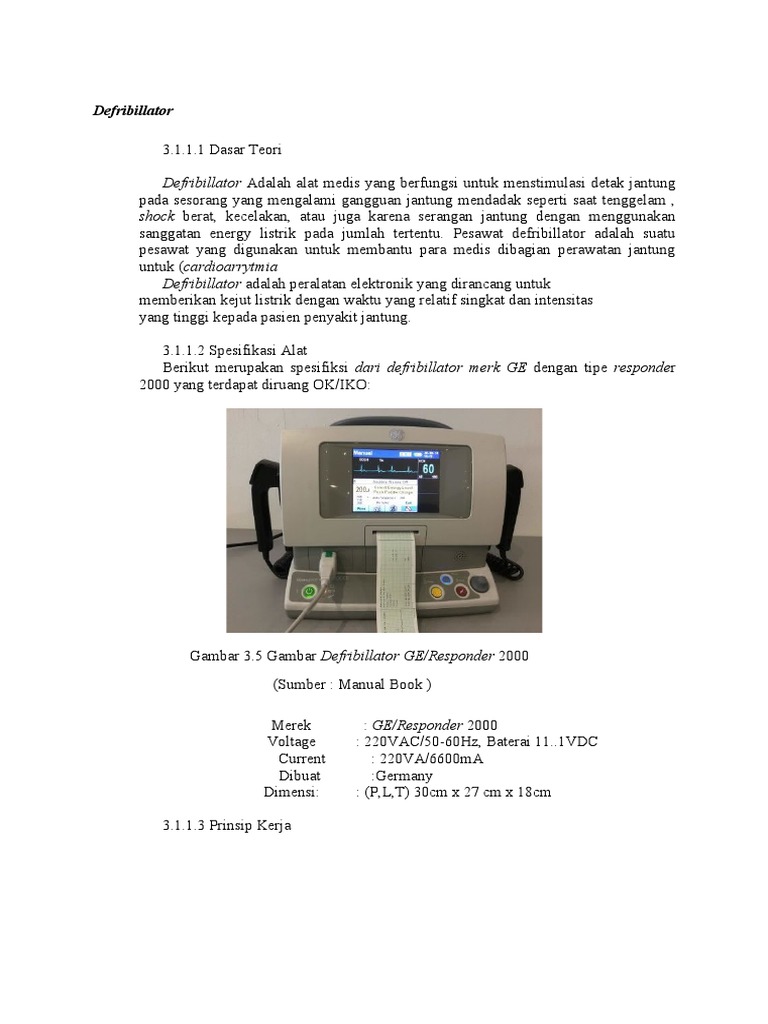 Defibrillator GE Responder 2000: Panduan Lengkap | PDF