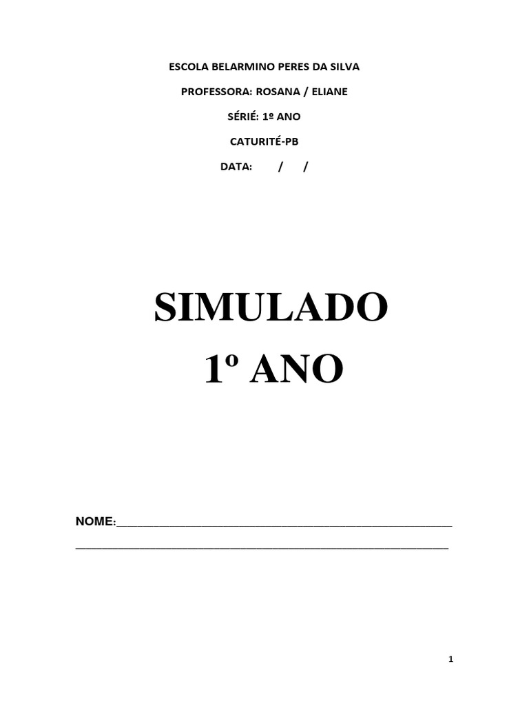 Simulado 1º Ano Novembro 2021 | PDF