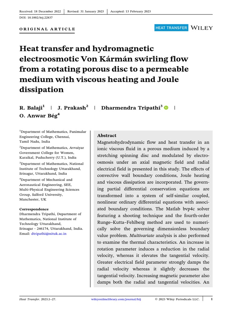 Heat Transfer and Hydromagnetic Electroosmotic Von Kármán Swirling Flow ...