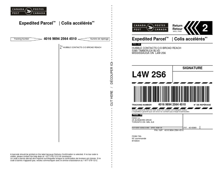 Return Label Sample
