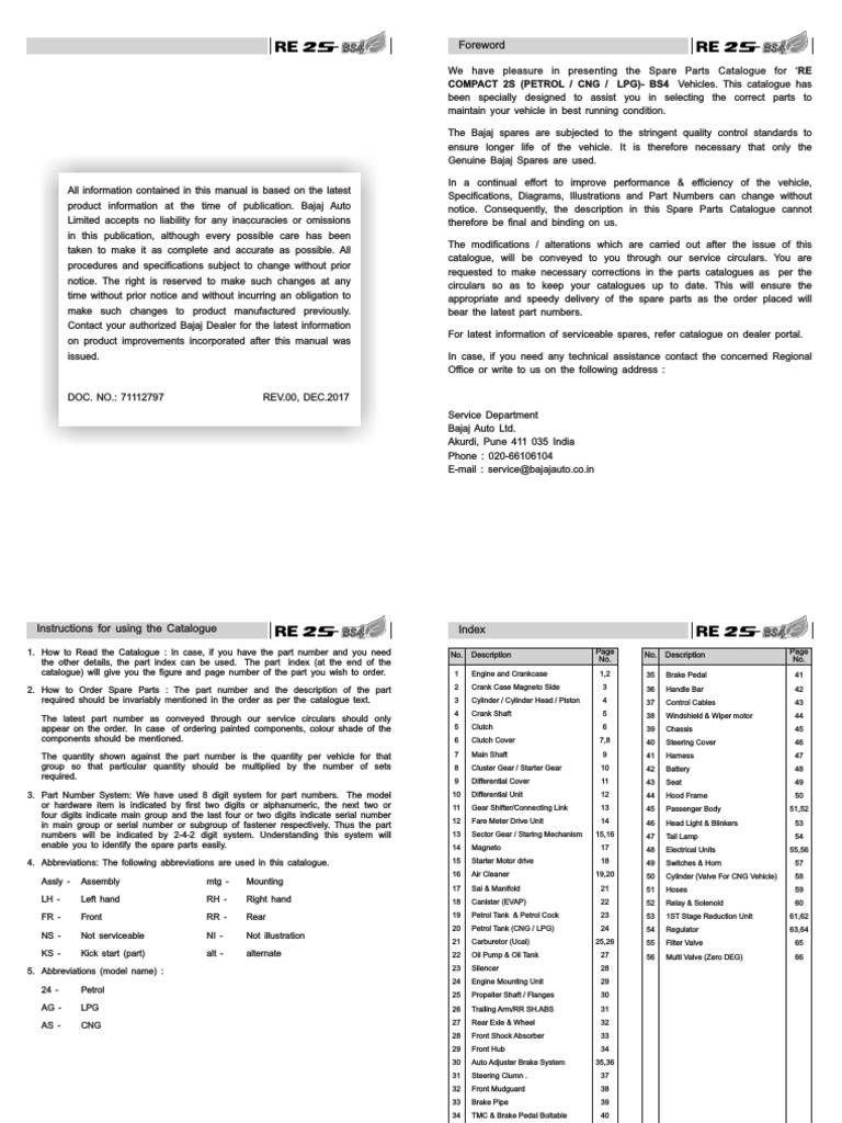 1.re Compact Es (Petrol, CNG, LPG) Bs4 | PDF | Clutch | Brake