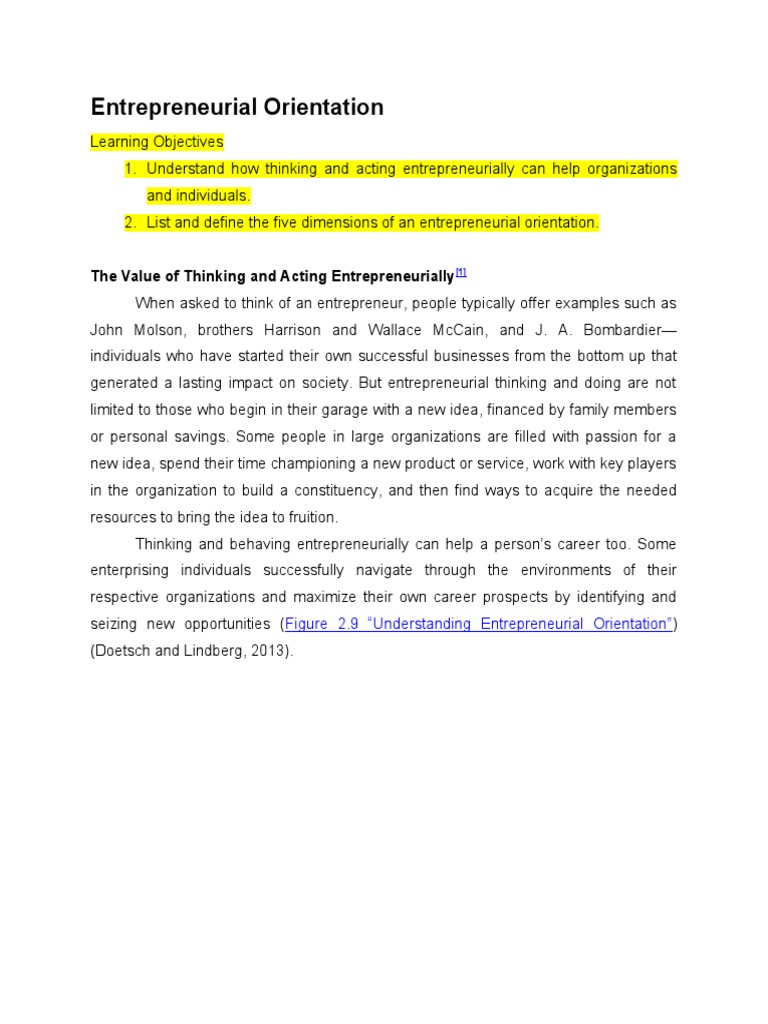Entrepreneurial Orientation | PDF
