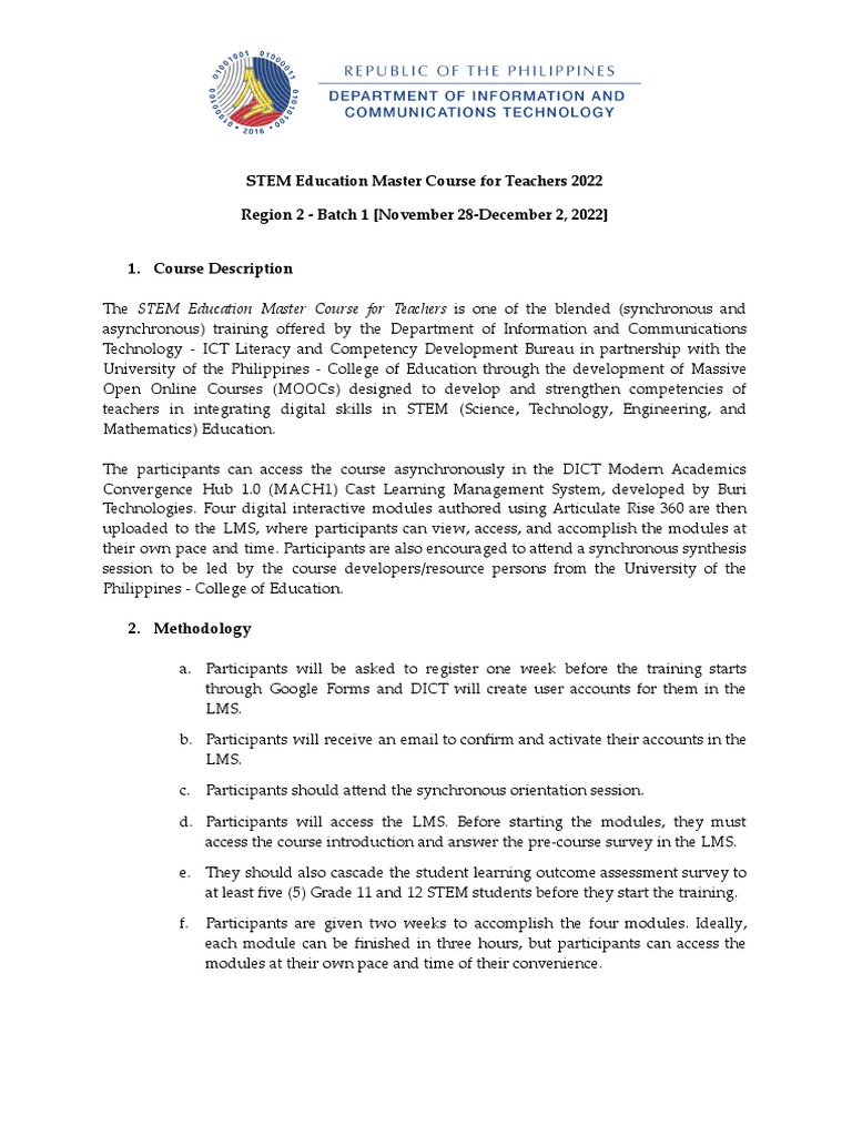 Batch 1 STEM Education Master Course For Teachers 2022 - Primer | PDF ...