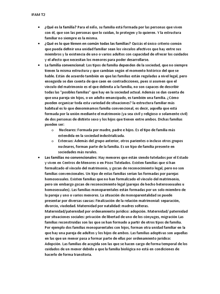 IFAM T2 Resumen | PDF | Abuso infantil | Adopción