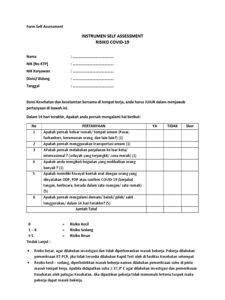 Instrument - Self Assessment | PDF