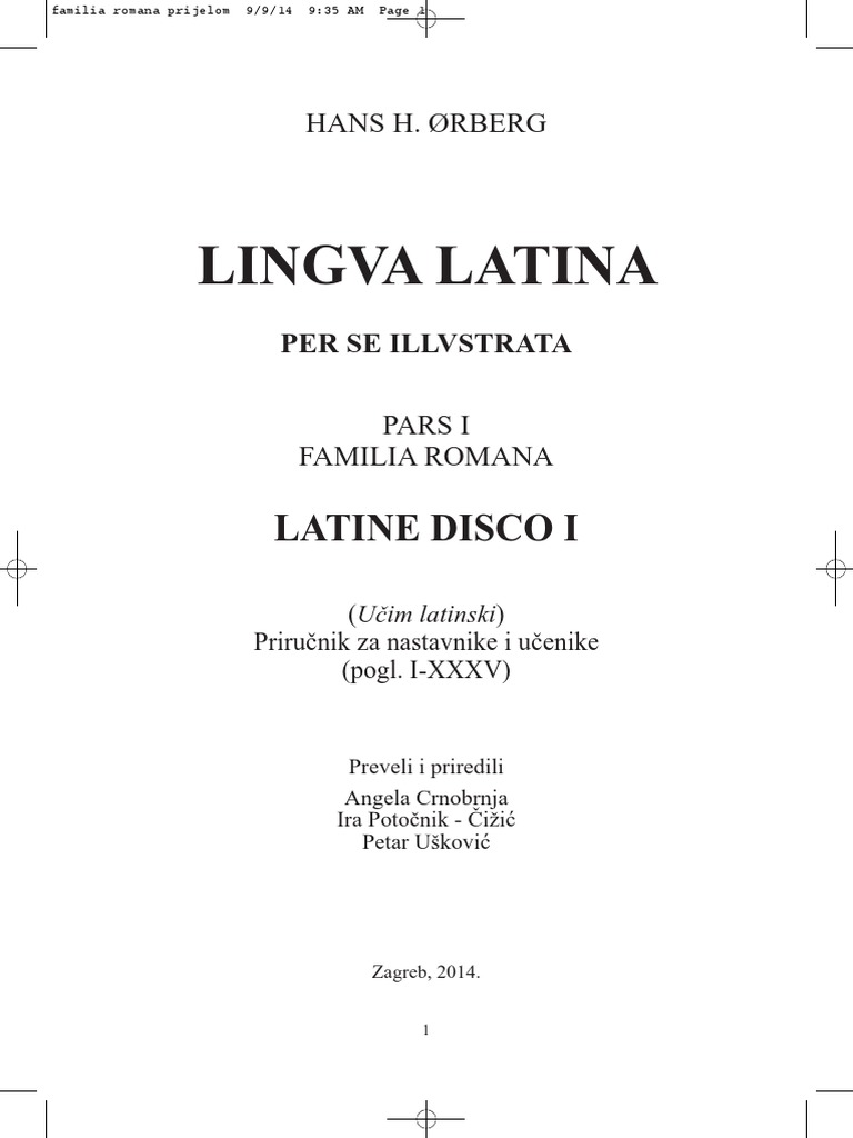 Lingua Latina Per Se Illustrata Pars I F | PDF