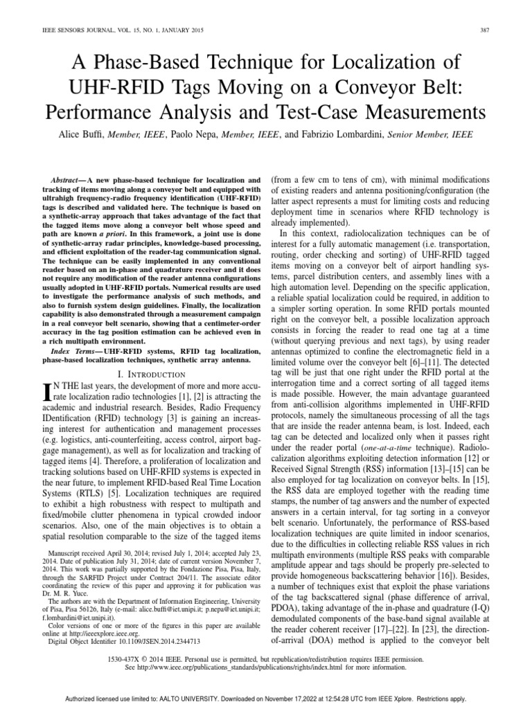 A Phase-Based Technique For Localization of UHF-RFID Tags Moving On A ...