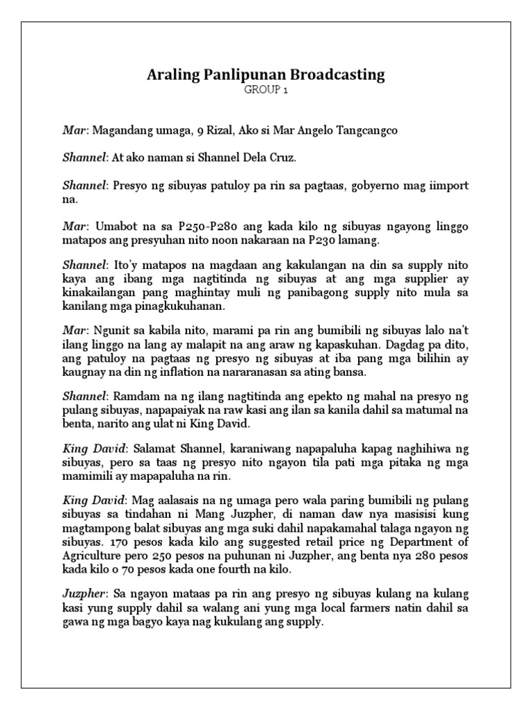 Grade 9- APAN( Broadcsting Script) | PDF