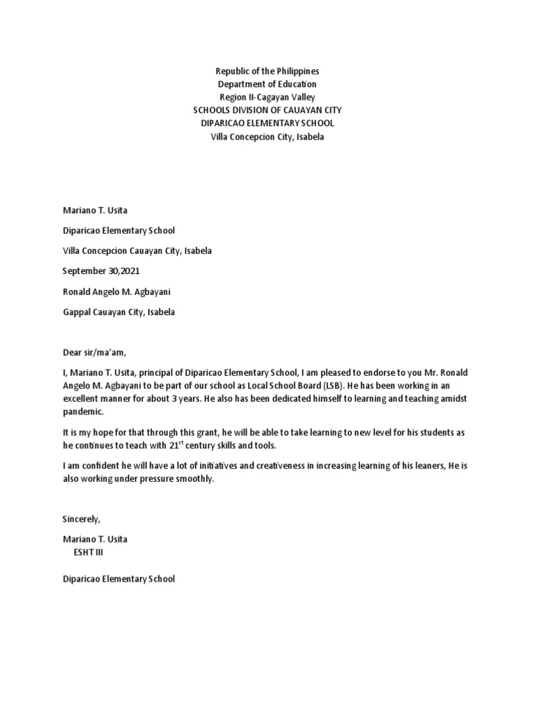 Endorsement Letter | PDF