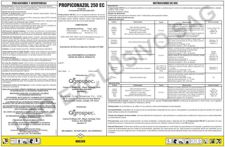 Propiconazol 250 EC: Fungicida Eficaz | PDF | Alimentos | Agua