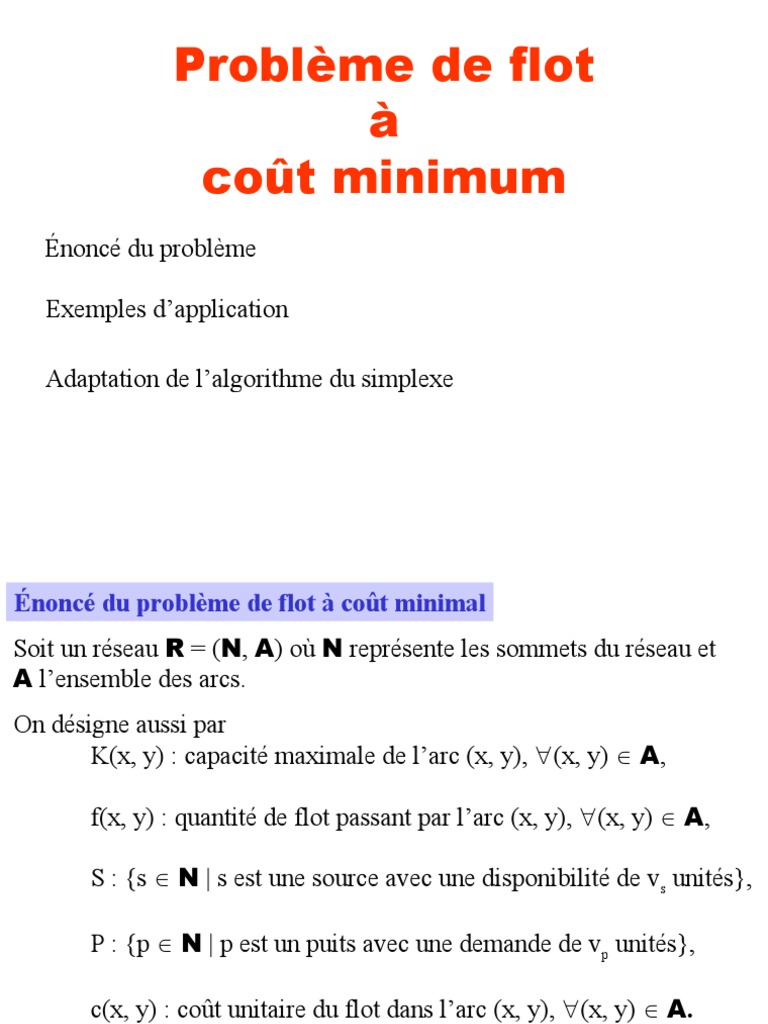 Problème de flot à coût minimum | PDF | Théorie des graphes | Matrice ...
